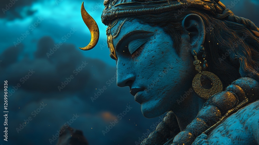 A 3D representation of Adi Yogi Bholenath Mahadev, the Adiyogi Black ...