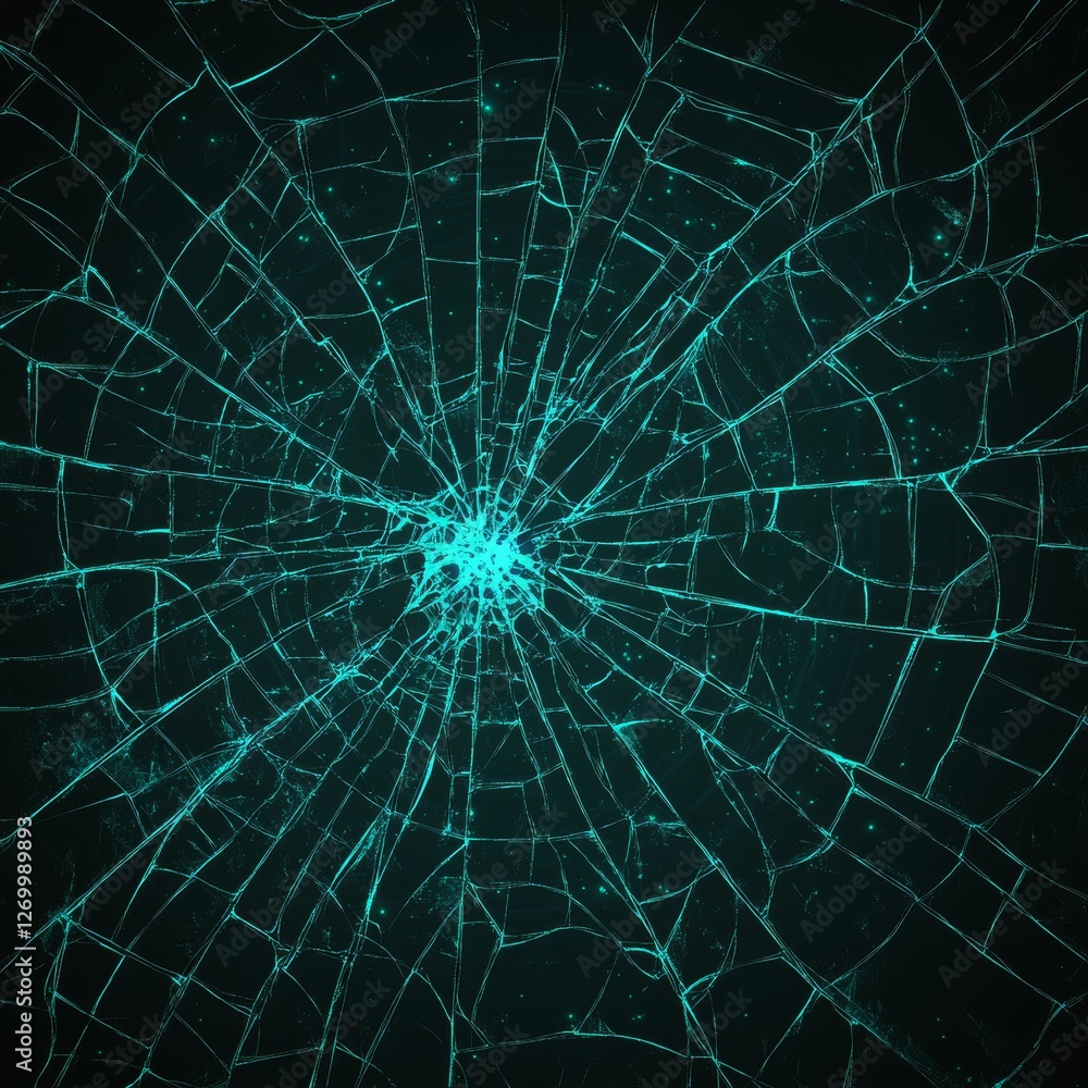 Contemporary shattered glass design with a transparent, damaged window ...