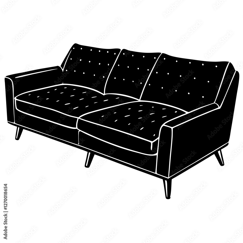 Cozy Sectional Sofa Vector Illustration - Cartoon, Clipart, and Line ...