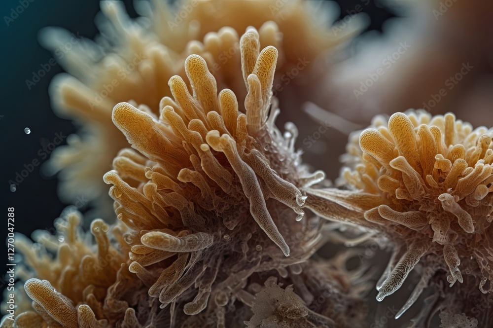 Magnified coral reef structure with detailed organic textures and ...