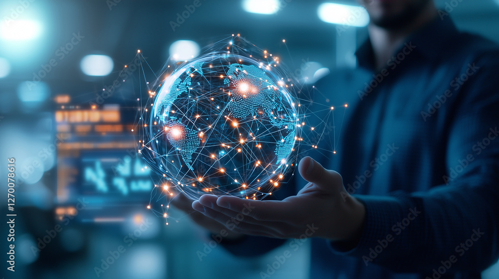 Global Business Operations with ERP System in Modern Office Stock Photo ...