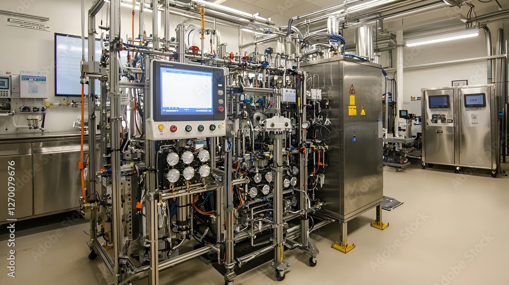 Industrial bioreactor system in lab, process control, cleanroom ...