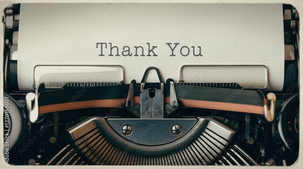 Thank you message typed on an old fashioned typewriter machine Stock ...