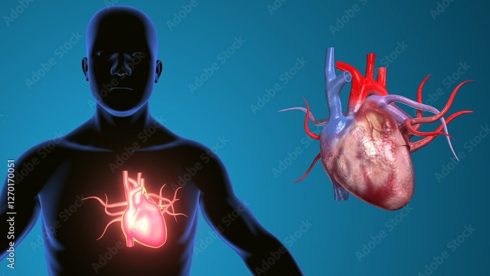 heart chambers in human body. 3d render Stock Illustration | Adobe Stock
