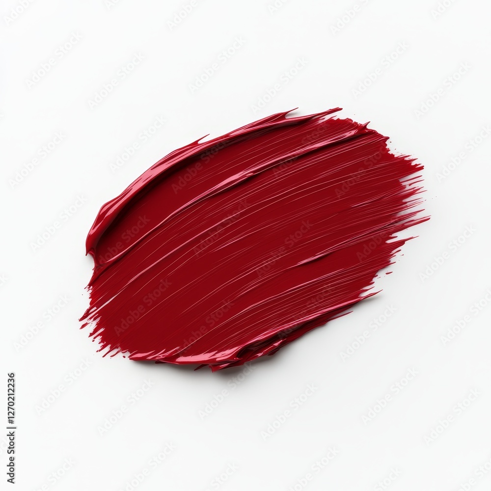 Deep burgundy red paint stroke with a smooth, velvety finish, thin at ...