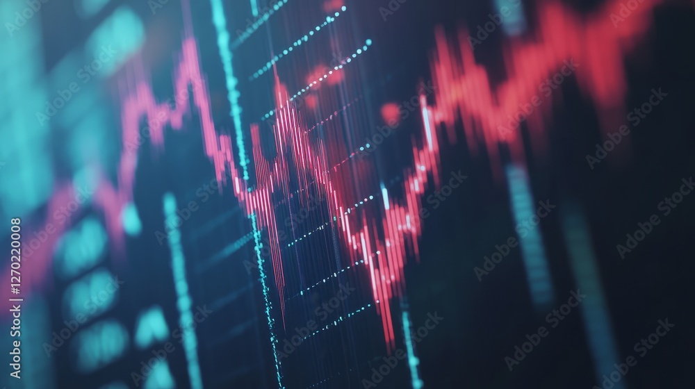 Financial stock market crash with declining trading graph, red arrow ...