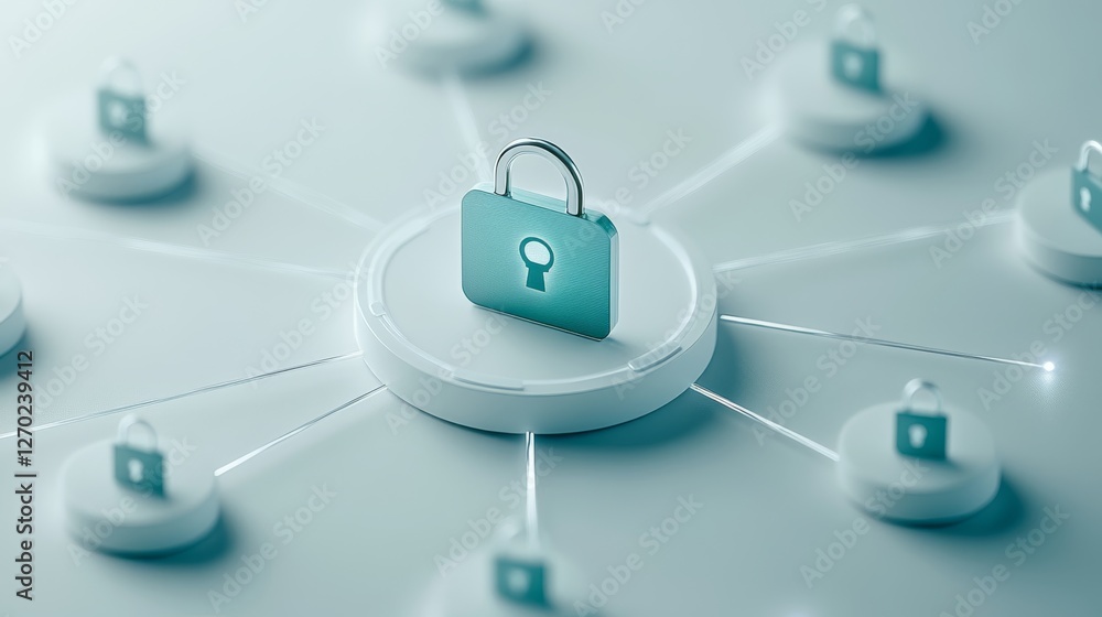 Central lock encircled, a visual representation of network security ...