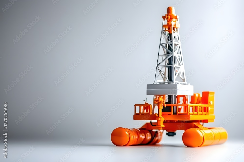 Miniature Oil Rig Model in Orange and White with Detailed Structure and ...