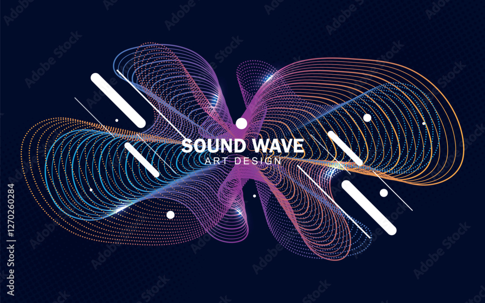 3d audio soundwave. Colorful music pulse oscillation. Glowing impulse ...