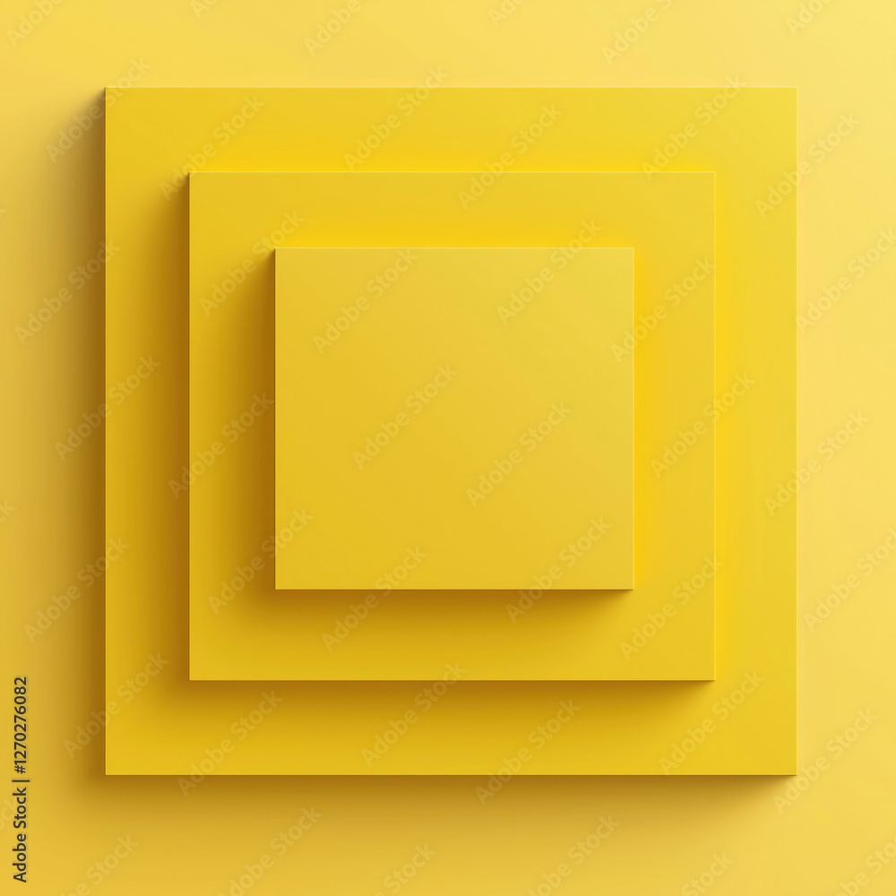 yellow 3d render stack squares dimension button background backdrop ...