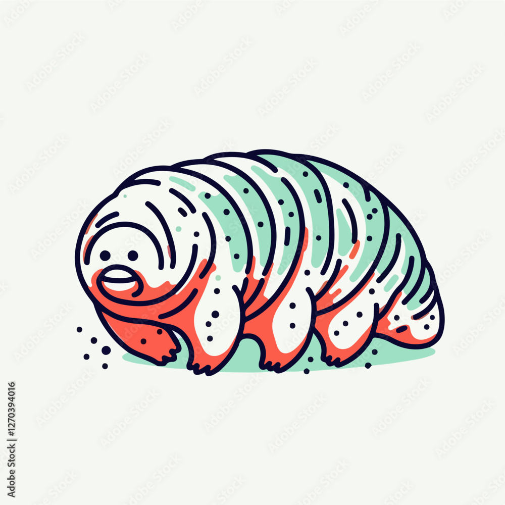 Microscopic Marvel: A charming illustration of a tardigrade, also known ...