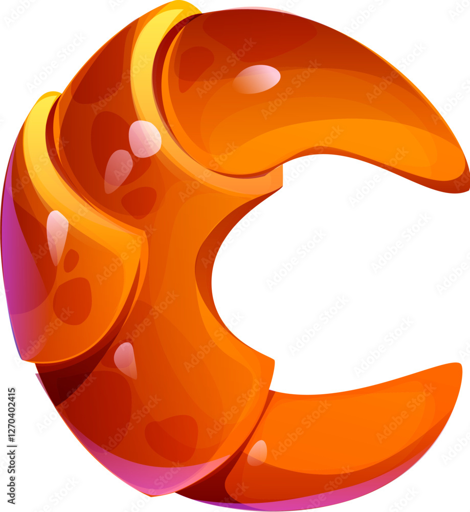 Fast food croissant meal ABC font typeface letter C. Takeaway dessert ...