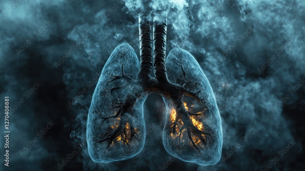 Warning Signs: Conceptual Image of Diseased Lungs from Smoking, Health ...