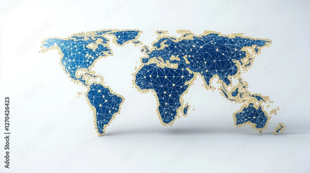Global network connection map, digital background, white studio Stock ...