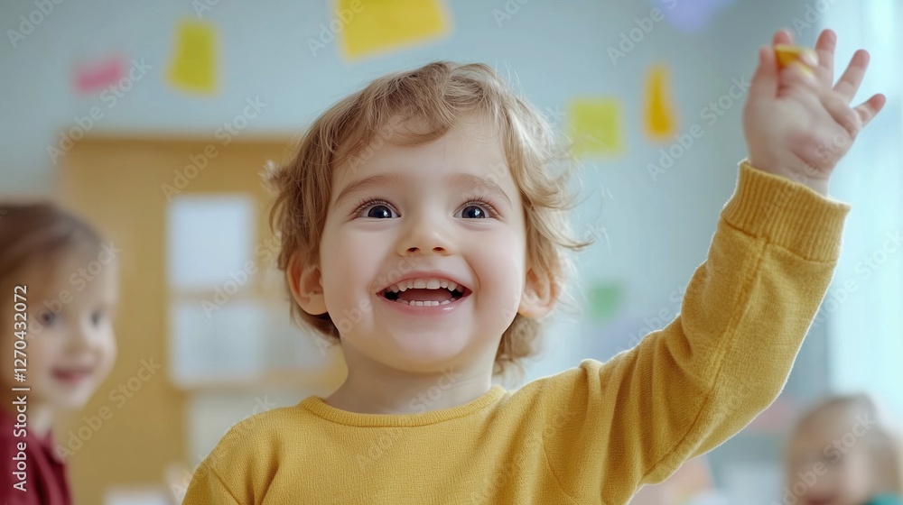 Joyful Child in a Kindergarten: Capturing a moment of pure delight, a ...