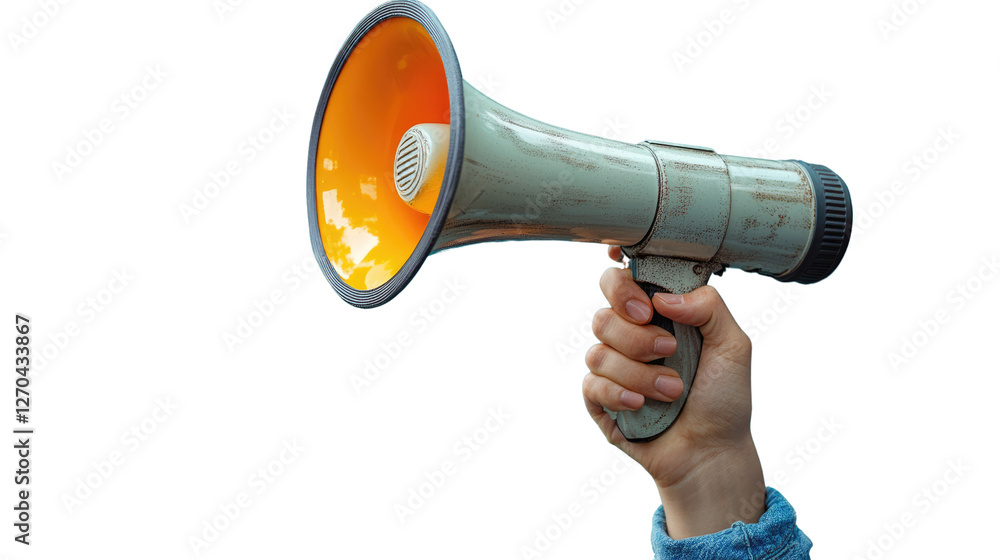 Amplifying the Voice: A hand gripping a megaphone, conveying a sense of ...