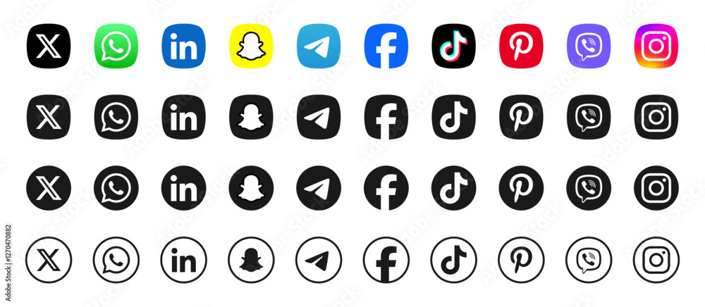 social media icons. social media logo , facebook, instagram, x ...