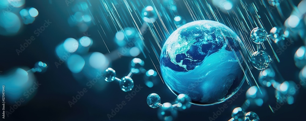 Acid rain climate change idea. A vibrant depiction of Earth surrounded ...