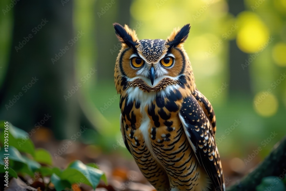 Intricate detail of an owl's feathers in forest , chouette, focus Stock ...