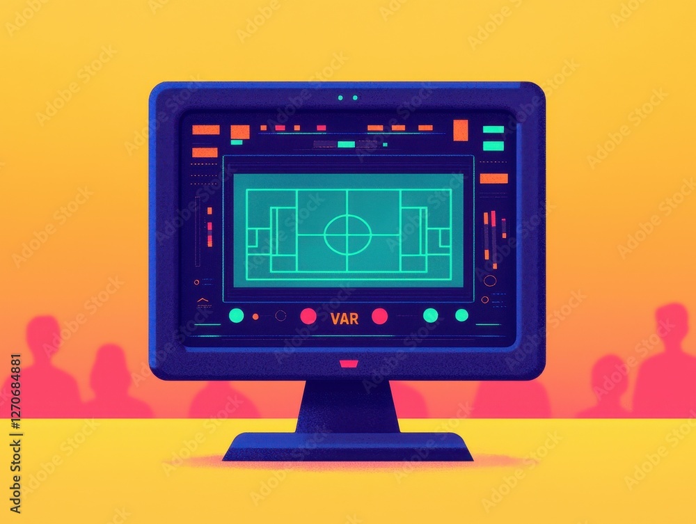 Desktop Monitor Displaying VAR Technology in Football Match Setting ...