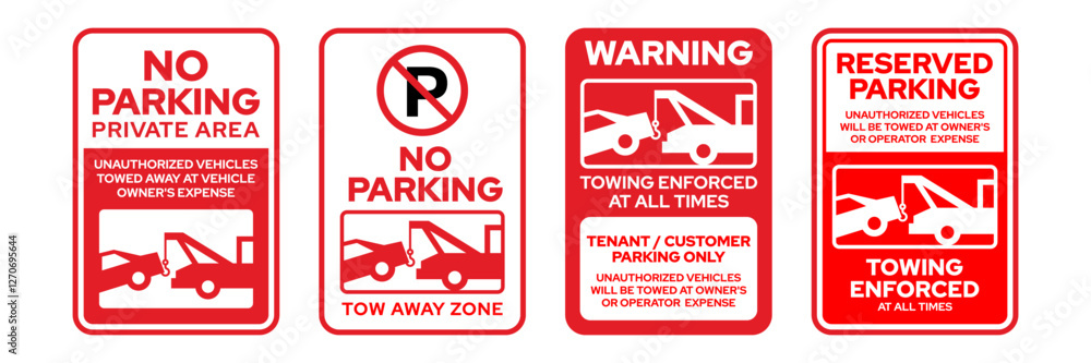 Towing sign set. Truck towing car service signage, signboard, sign ...
