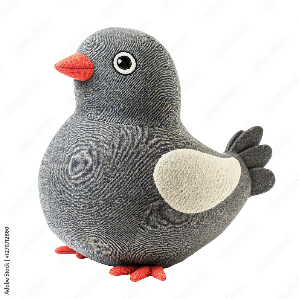 Cute Soft Toy Pigeon in Side View with a Smooth Surface and No Shadow ...
