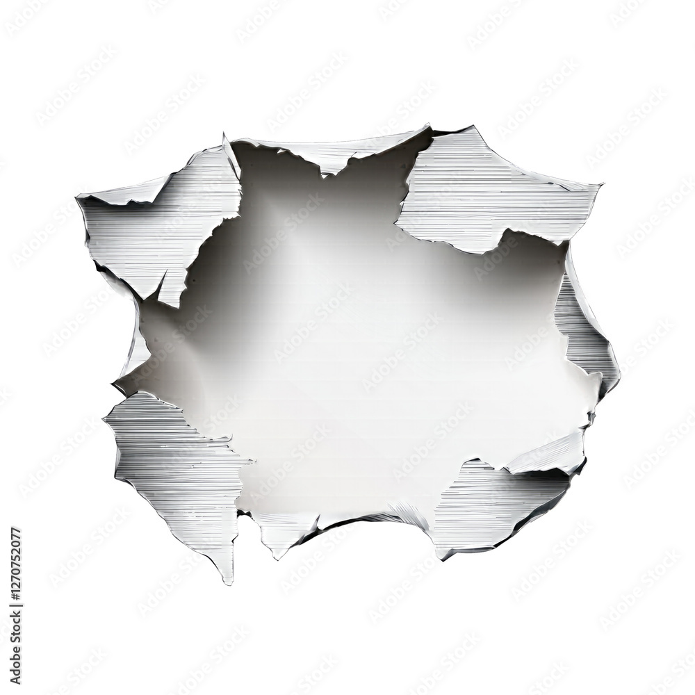 Ripped torn concept. Metallic torn paper effect with a blank space for ...