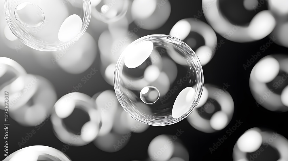 Floating bubbles and flow chart design with simple lines and ...