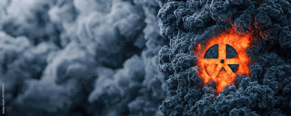 Acid rain climate change idea. A dramatic scene depicting nuclear ...