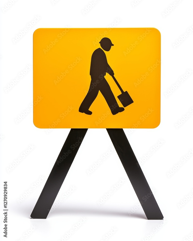 Isolated Construction Sign on White Background with Worker Digging ...