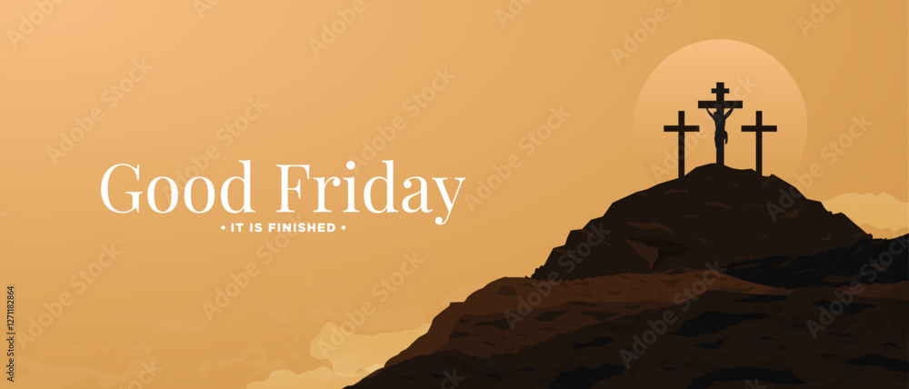 Vector de Stock Holy week Good Friday Banner. It is finished. Jesus ...