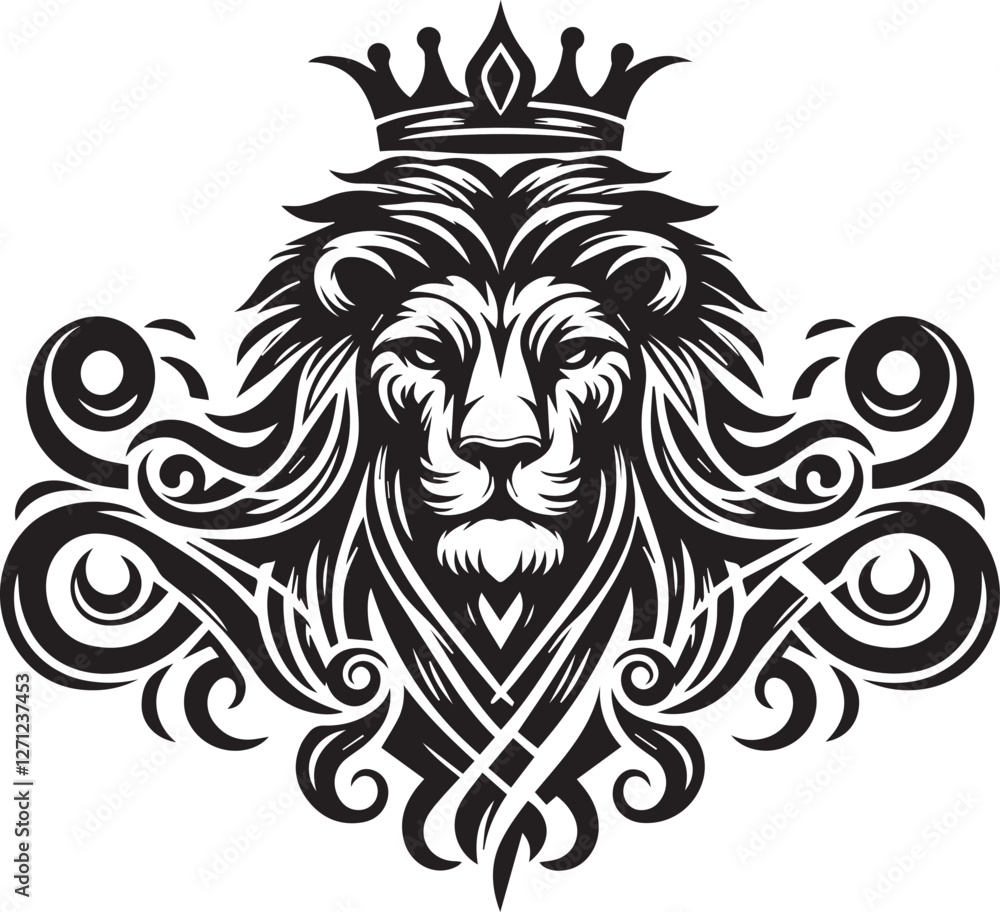 sketch of a tribal lion tattoo. lion king logo. vector drawing graceful ...