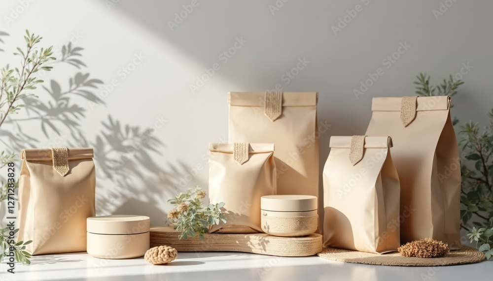 Eco-friendly packaging mockups featuring natural paper, earthy textures ...