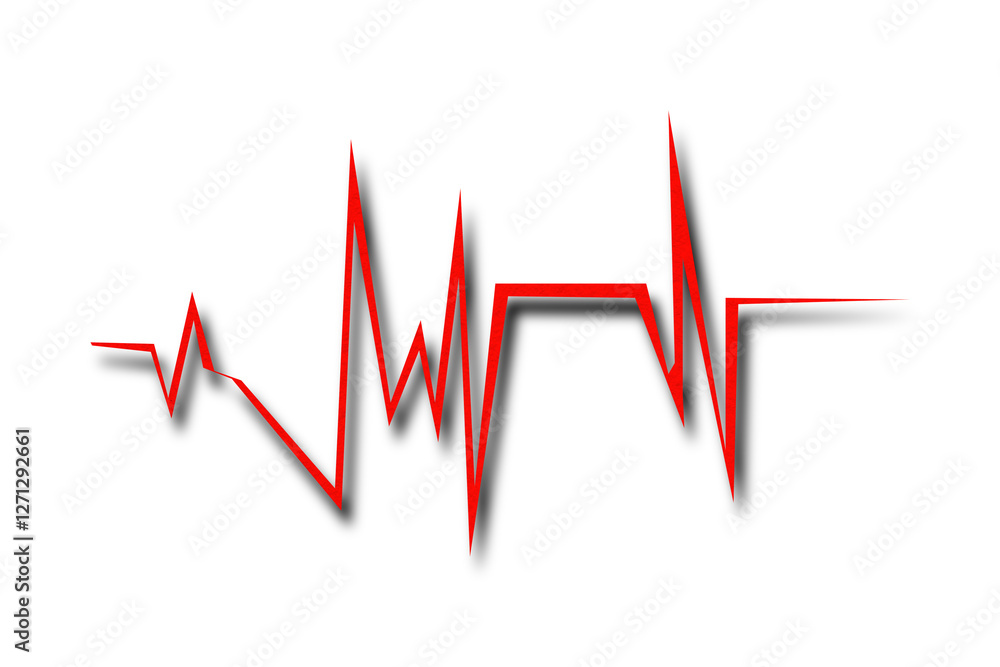 Red heart rate graph, heart rate line, symbol, silhouette of heart ...