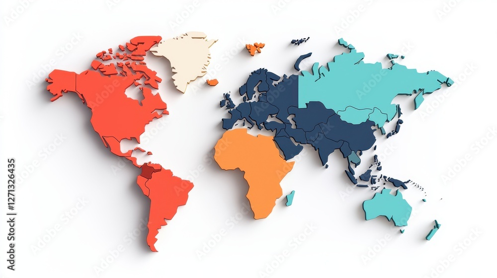 Ilustración de Stock World map infographic concept. Vibrant 3D World ...