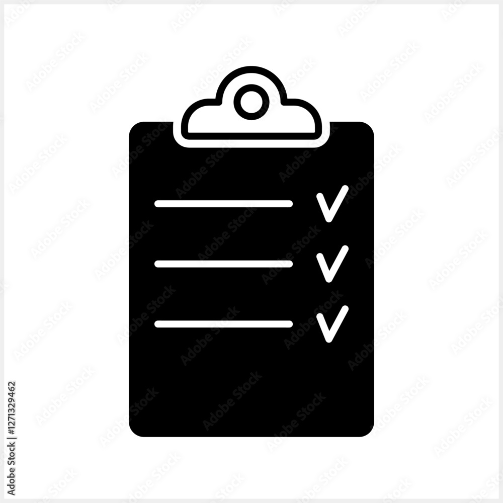 Clip board set icon. Check form sheet sign. Clipboard checklist ...