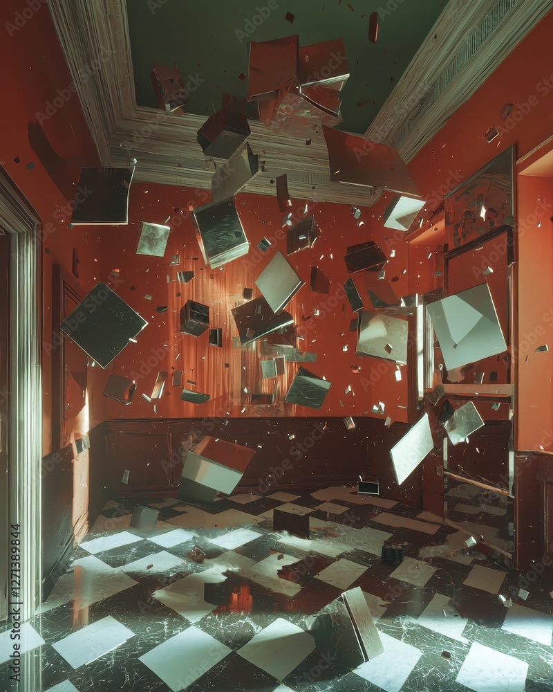 Surreal Room Where Gravity Constantly Shifts Causing Objects to Float ...