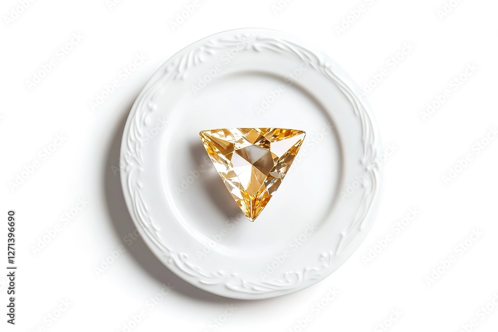 Crisp Triangular Cracker on White Plate: Isolated, Clean, Studio Shot ...
