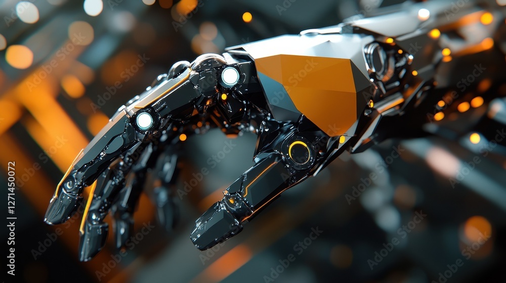 Robotic arm futuristic hud background. Polygon robo hand as a concept ...