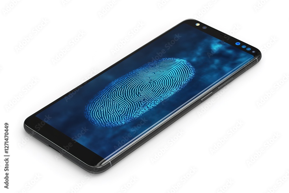Secure Smartphone: Biometric Fingerprint Scan Technology. Futuristic ...