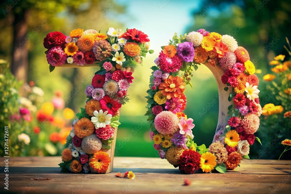 70th Birthday Anniversary Floral Numbers: Vintage Style Growing Flower ...