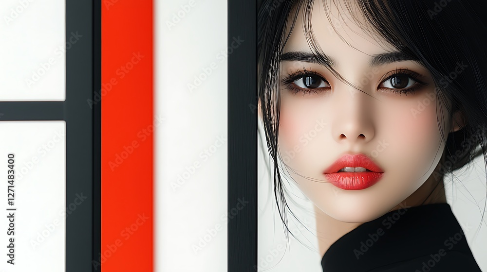 Modern surrealist photography of a Japanese woman, where her features ...