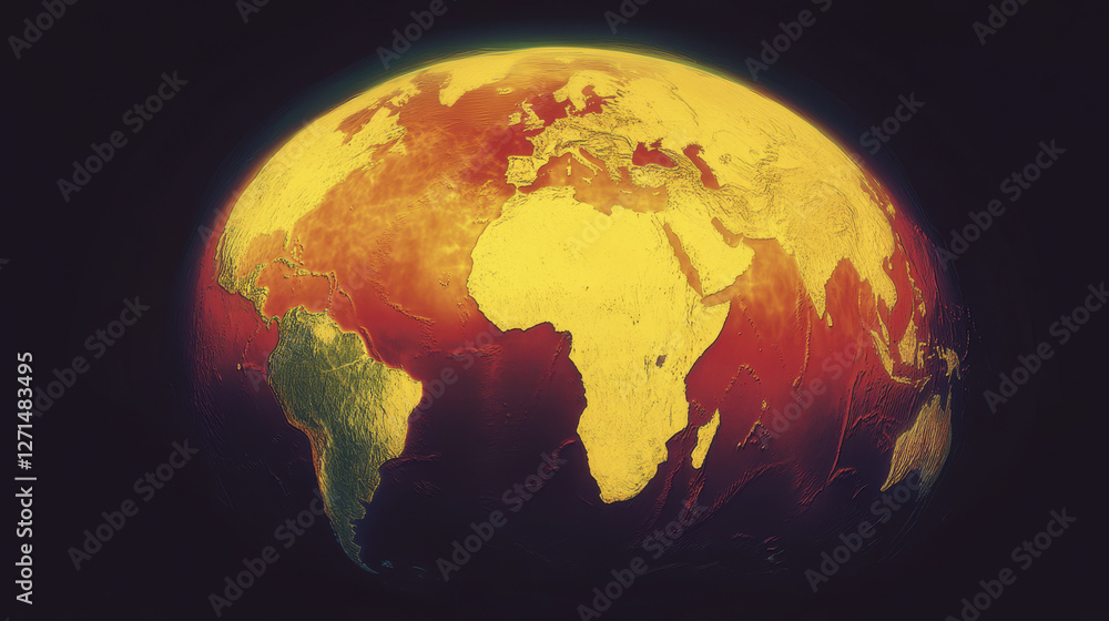 High resolution satellite view of Earth heat map showing temperature ...