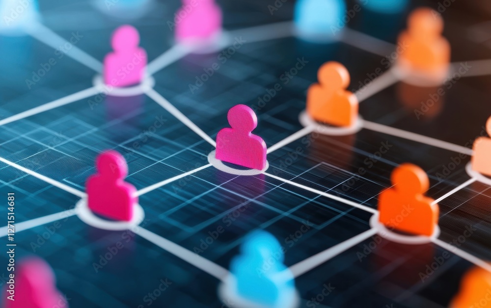 Human resource graphic design showing colorful avatars connected in a ...