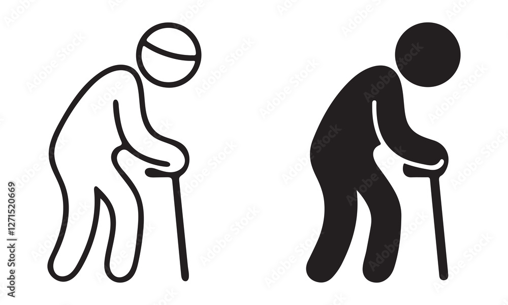 Elderly people vector icon.. senior . grandfather or grandmother ...