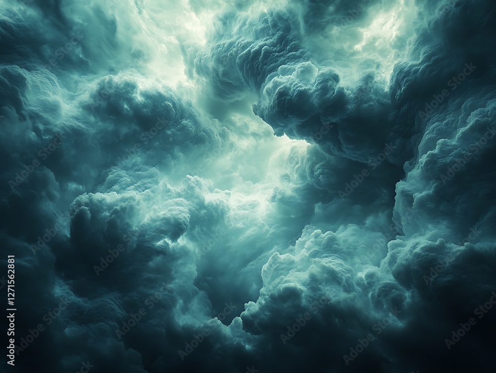 Dramatic Stormy Sky with Dense Clouds and Visible Illuminated ...