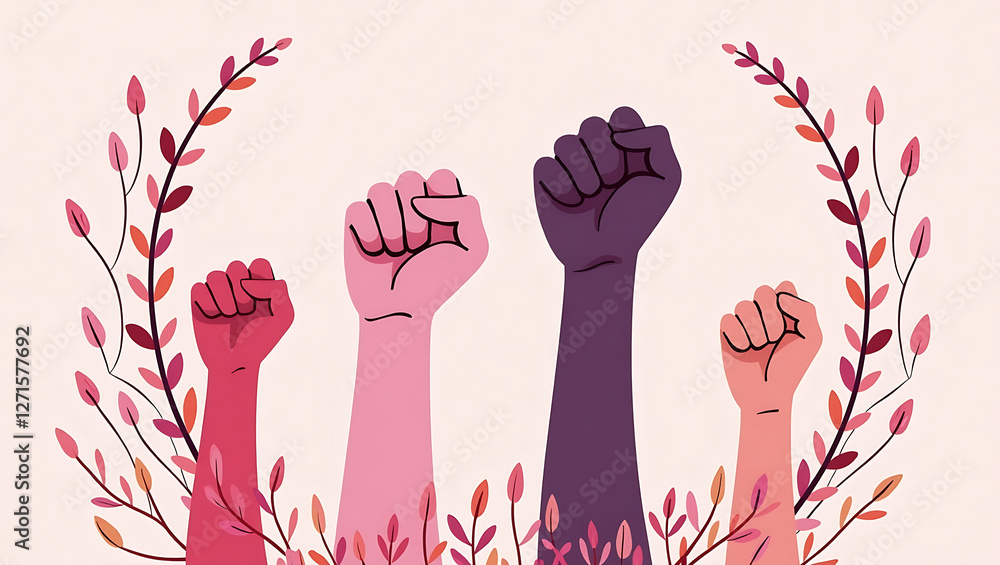 hands holding hands vector Fist Up - International Women's Day 2025 ...