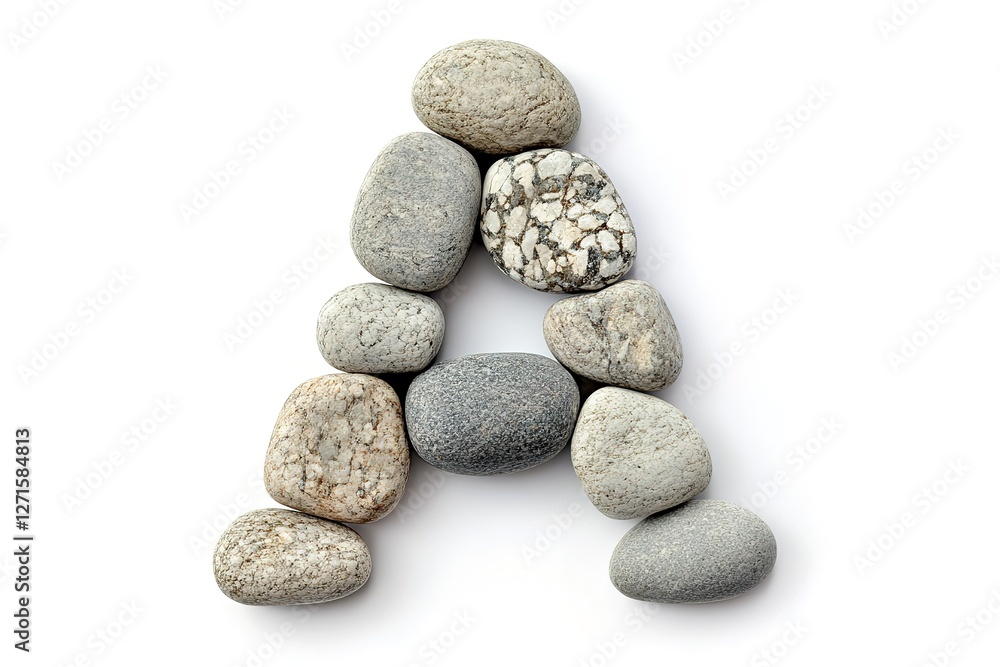 Stock-Illustration „Pebble Letter A: Nature's Alphabet, Creative Font ...