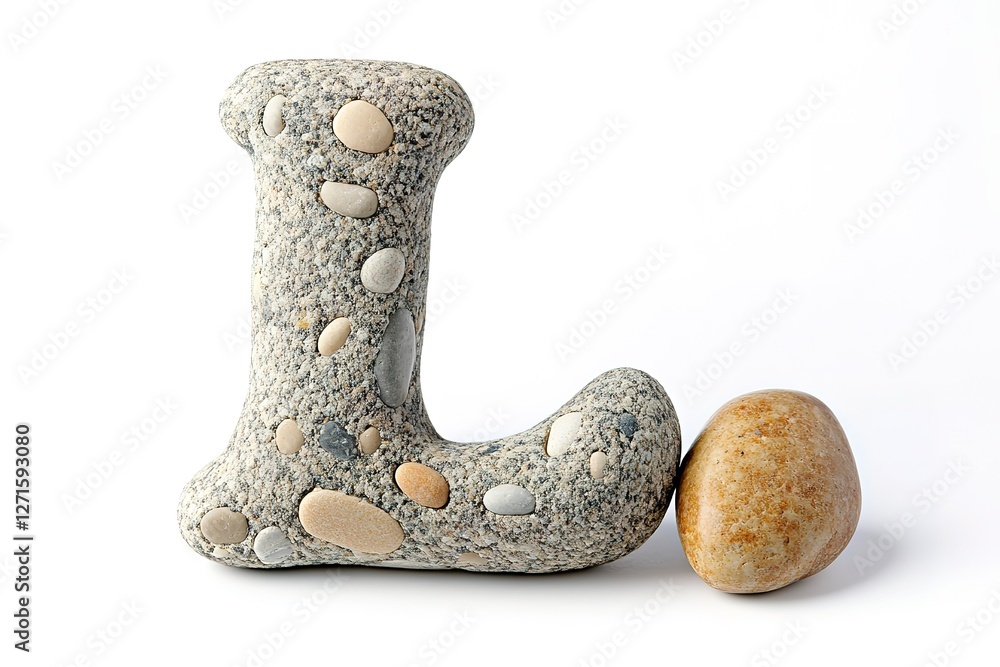 Stone Letter L: Natural Alphabet, Pebble Typography, Rustic Charm ...