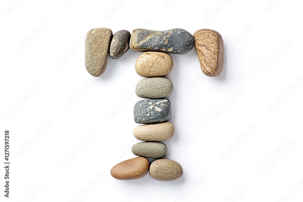 Ilustrace Pebble Letter T: Nature's Alphabet, Stone Letter T, Creative ...